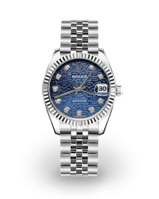 Rolex Datejust 31 Steel / Fluted / Blue Jubilee-Motif / Diamond-Set ...