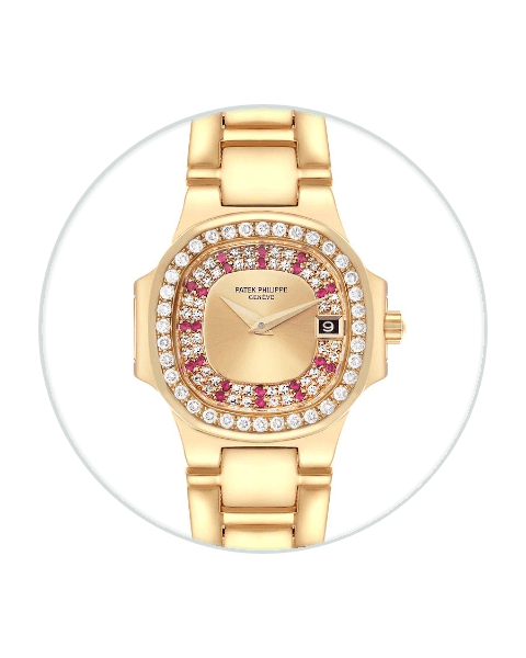 Patek Philippe Nautilus Yellow Gold / Diamond-Set / Champagne/Diamond ...