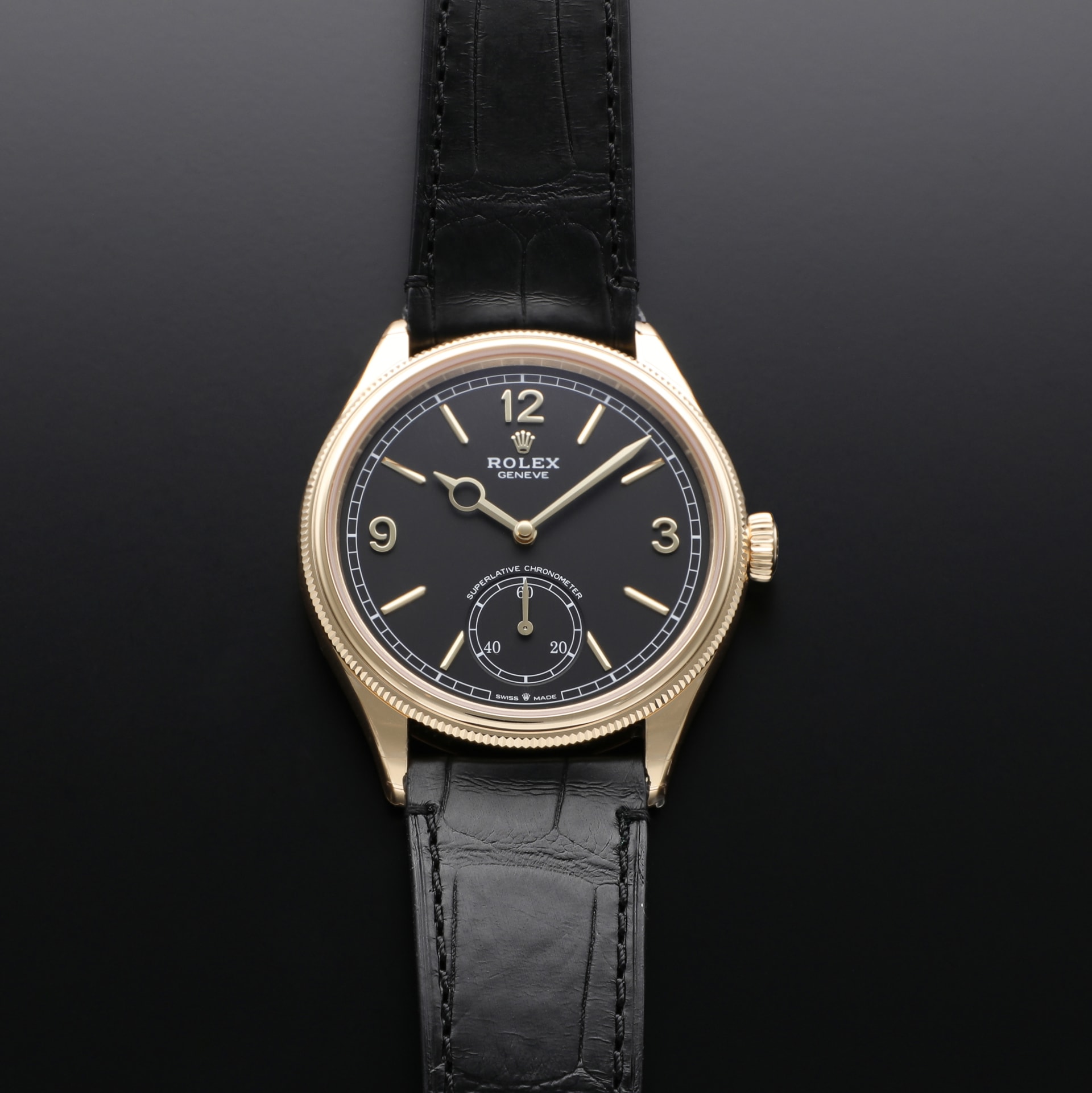 Auction: Rolex Perpetual 1908 Yellow Gold / Divided / Black / Arabic ...