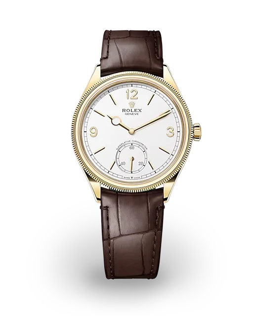 Rolex Perpetual 1908 Yellow Gold / Divided / White / Arabic / Strap ...