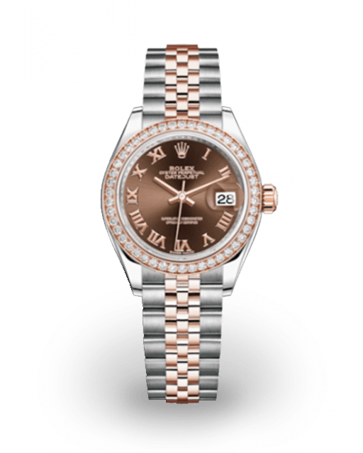 Rolex Lady-Datejust 28 Two-Tone / Diamond-Set / Chocolate / Roman ...