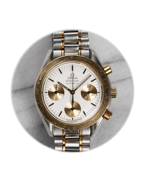 Omega Speedmaster Reduced 39 Two-Tone / White/Champagne / Bracelet 175. ...