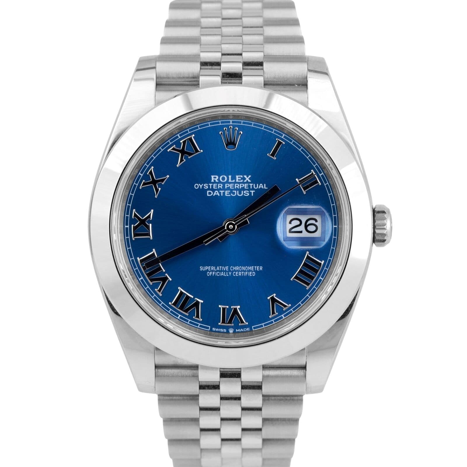 2022 Rolex Datejust 41 Smooth / Blue / Roman / Jubilee 126300-0018 | Bezel