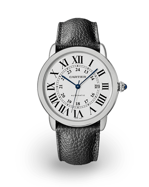 Cartier Ronde Solo de Cartier 42 Steel / Silvered / Roman / Strap ...