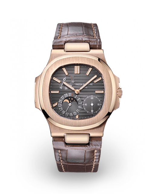 Patek Philippe Nautilus Moon Phase Rose Gold Power Reserve / Brown ...