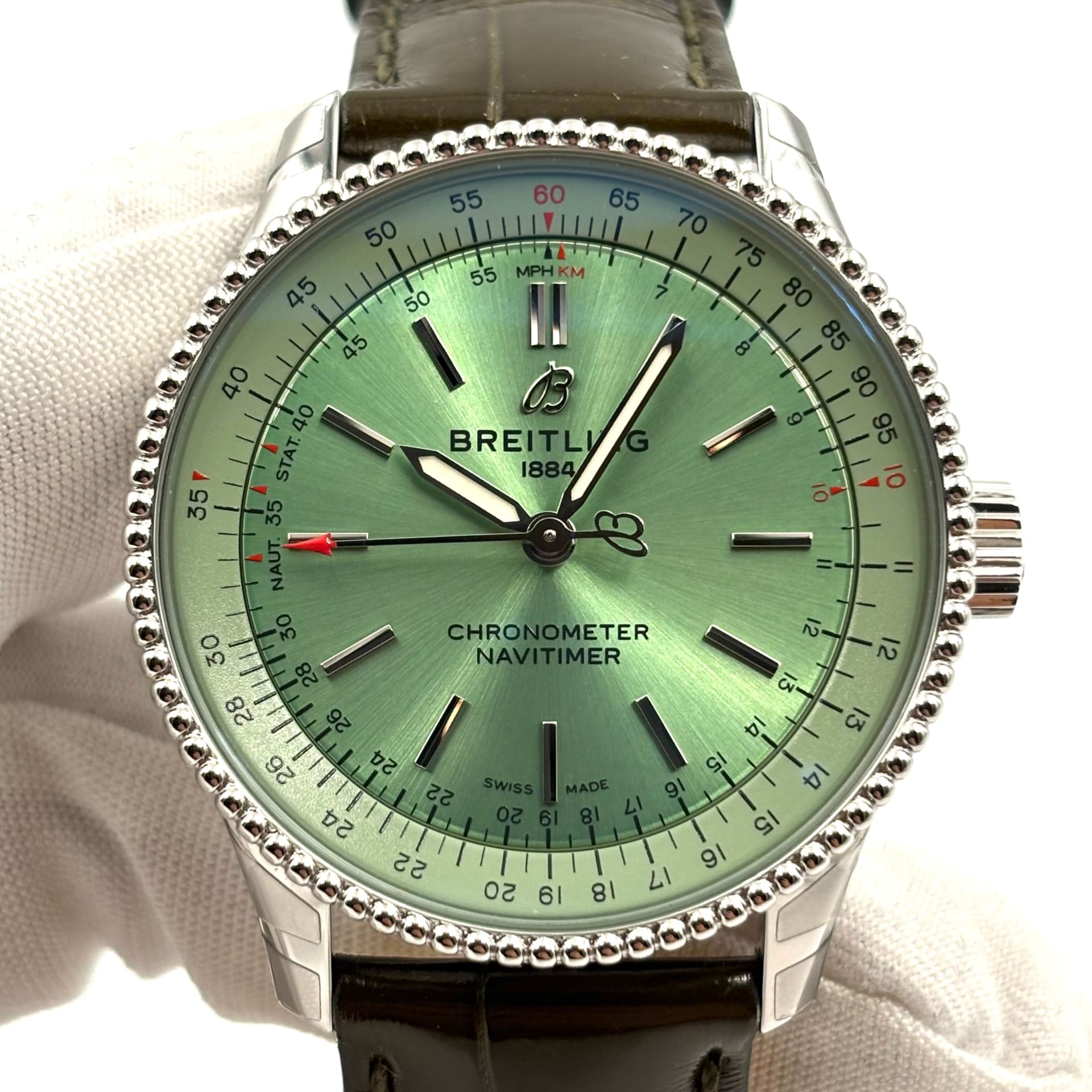Auction: Breitling Navitimer 1 Automatic 35 Steel / Mint Green / Strap ...