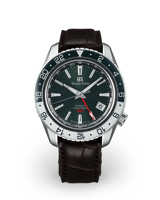 Grand Seiko Hi-Beat 36000 GMT Steel / Green / Strap SBGJ239 Watches | Bezel