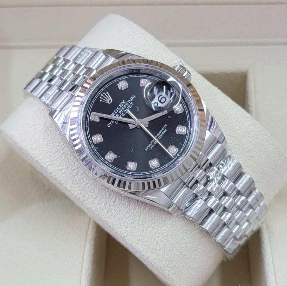 Rolex Datejust 36 Fluted / Black / Diamond-Set / Jubilee 126234-0027 ...