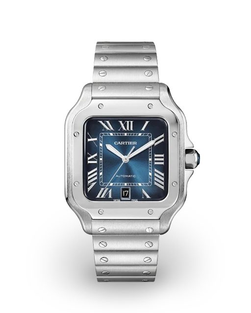 Cartier Santos de Cartier Large Steel / Blue / Roman / Bracelet ...