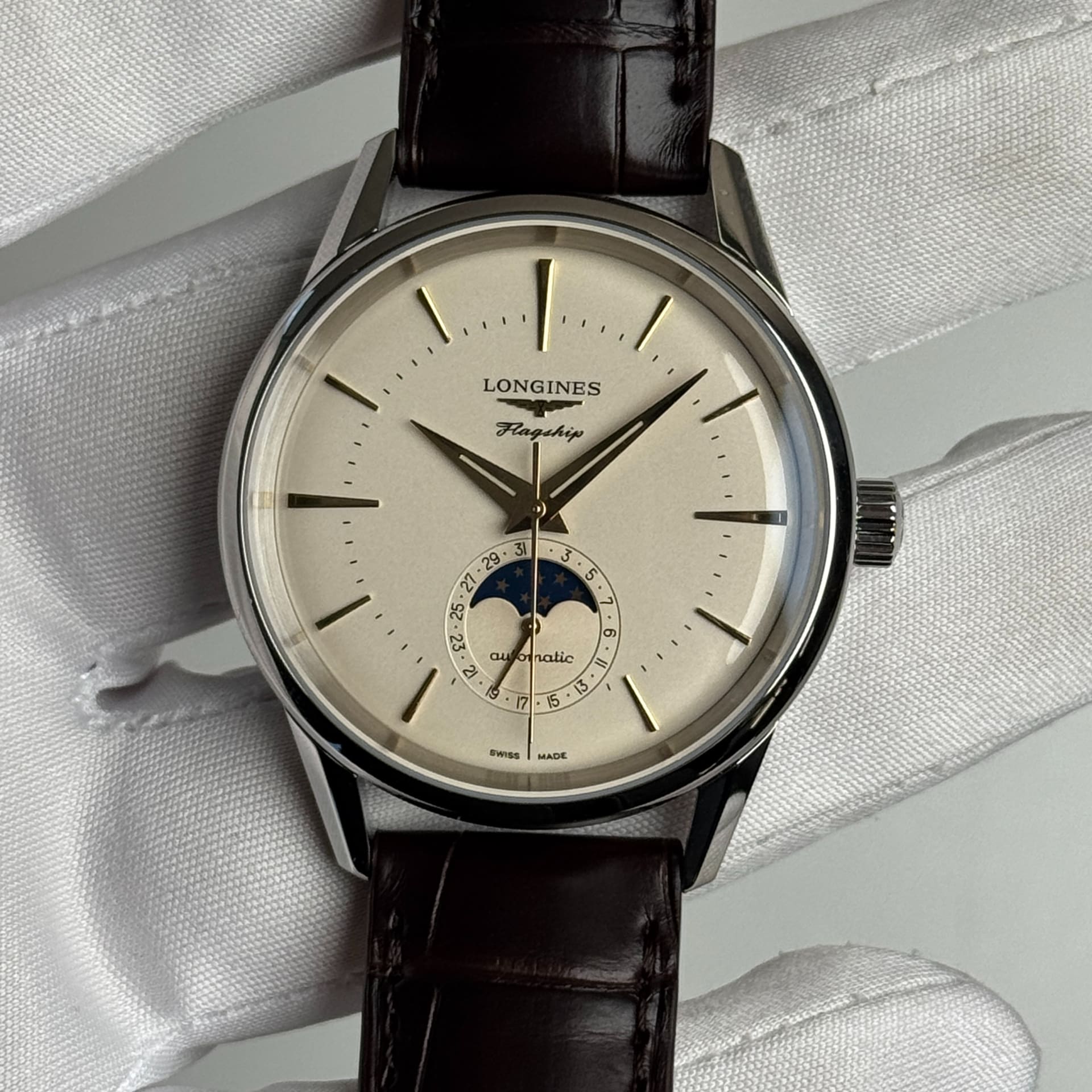 Auction: 2025 Longines Heritage Flagship Moonphase Steel / Silver L4 ...