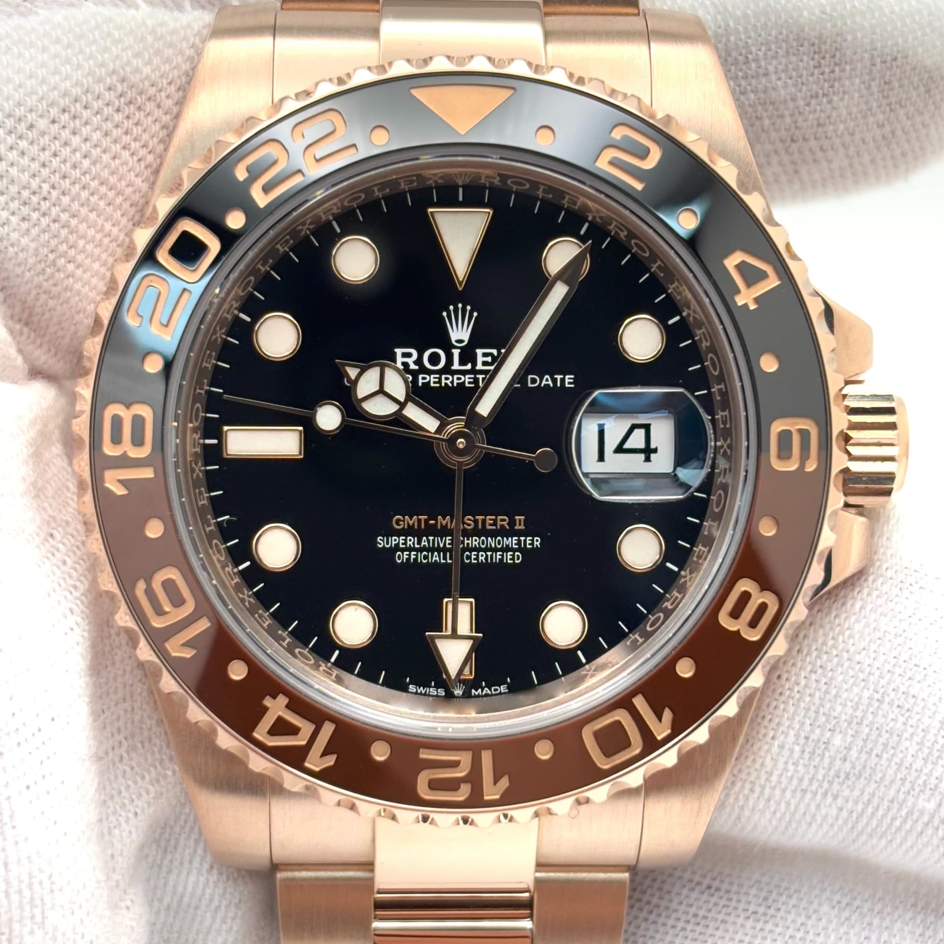 Auction: 2019 Rolex GMT-Master II Rose Gold 126715CHNR-0001 | Bezel