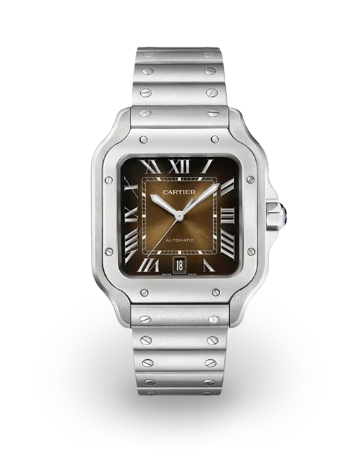 Cartier Santos de Cartier Large Steel / Brown / Roman / Bracelet ...