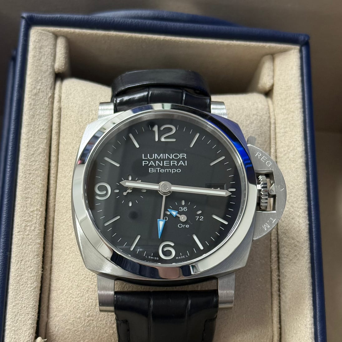 Auction: 2023 Panerai Luminor BiTempo 44 Steel / Black / Arabic / Strap ...