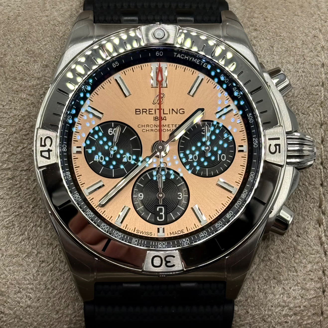 Auction: 2025 Breitling Chronomat B01 42 Steel / Copper / Strap AB0134101K1S1 | Bezel