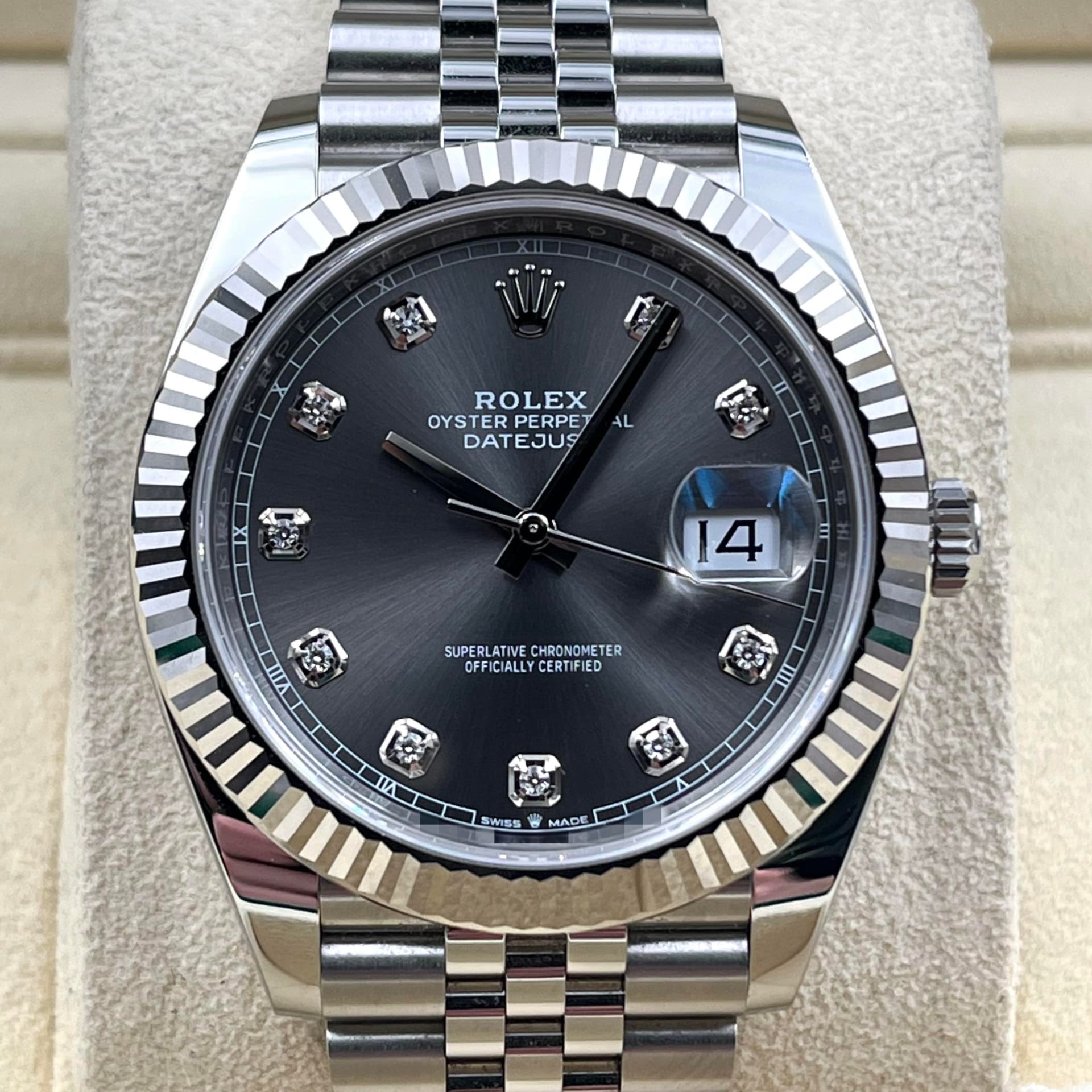 Rolex Datejust 41 Fluted / Slate / Diamond-Set / Jubilee 126334-0006 ...