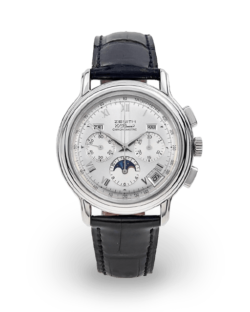 Zenith El Primero Chronomaster Moonphase 40 Steel / Silvered / Roman ...
