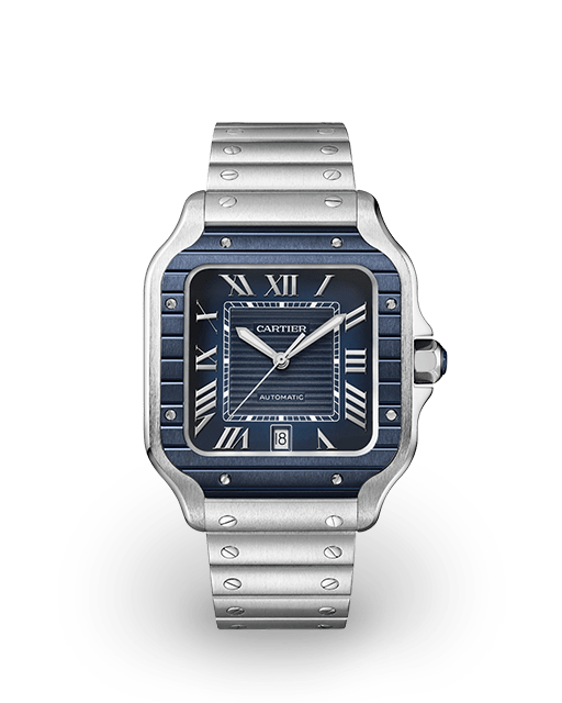 Cartier Santos de Cartier Large Steel / PVD / Blue / Roman / Bracelet ...