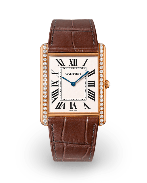 Cartier Tank Louis XL Rose Gold / Diamond-Set / Silvered / Roman ...