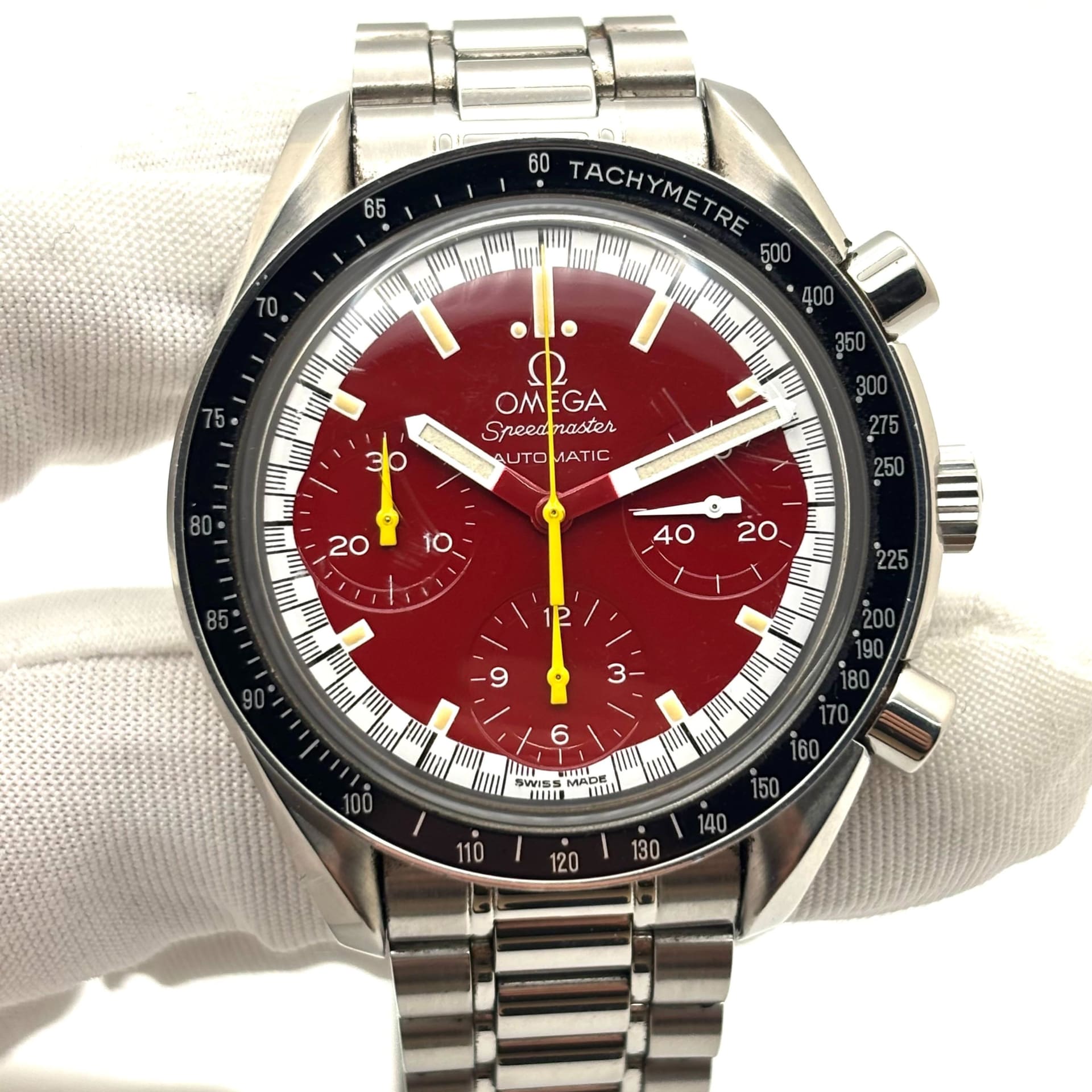 Auction: Omega Speedmaster Reduced Stainless Steel / Red / Bracelet ...
