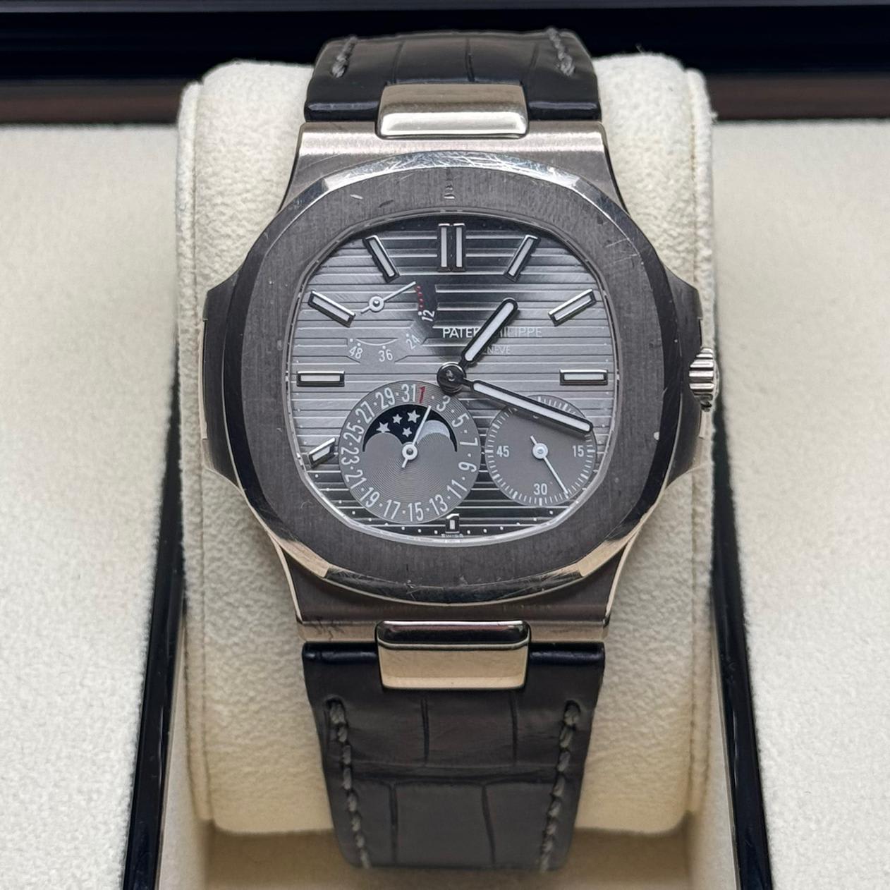 Auction: 2016 Patek Philippe Nautilus Moon Phase White Gold Power ...
