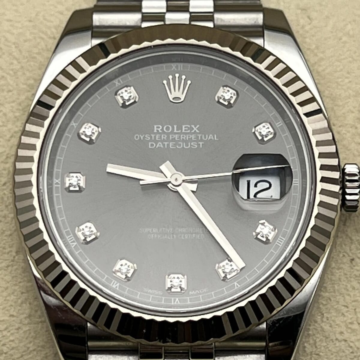 Rolex Datejust 41 Fluted / Slate / Diamond-Set / Jubilee 126334-0006 ...