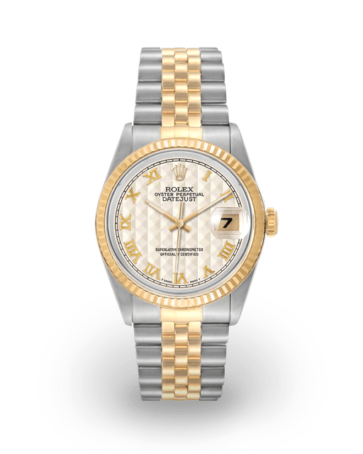 Rolex Datejust 36 Two-Tone / Fluted / Ivory Pyramid-Motif / Roman ...