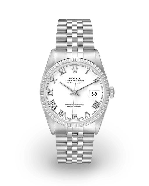 Rolex Datejust 36 Engine Turned / White / Roman / Jubilee 16220 Watches ...
