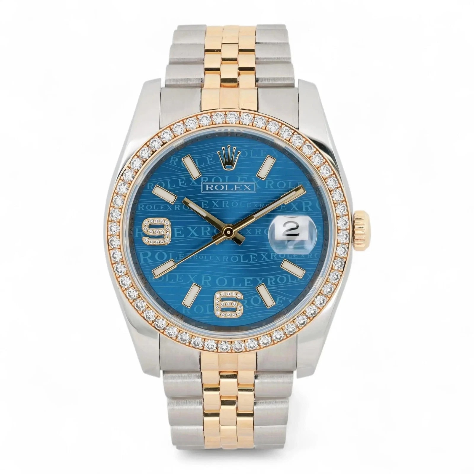 Auction: 2012 Rolex Datejust 36 Two-Tone / Diamond-Set / Blue / Wave ...
