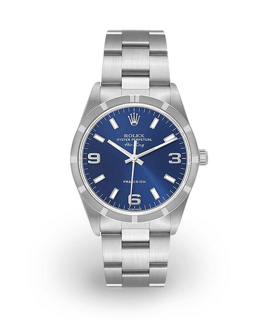 Rolex Air King 34 Steel / Engine-Turned / Blue / Arabic / Oyster 14010 ...